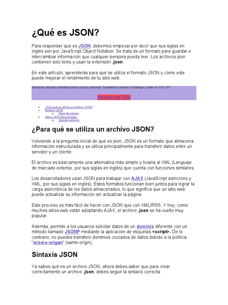 Qué Es JSON | PDF | Json | Ajax (Programación)