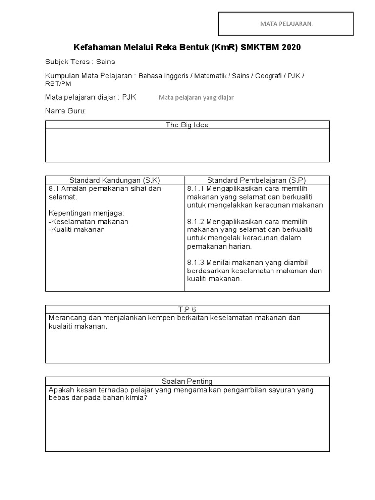 BORANG KMR PJK | PDF