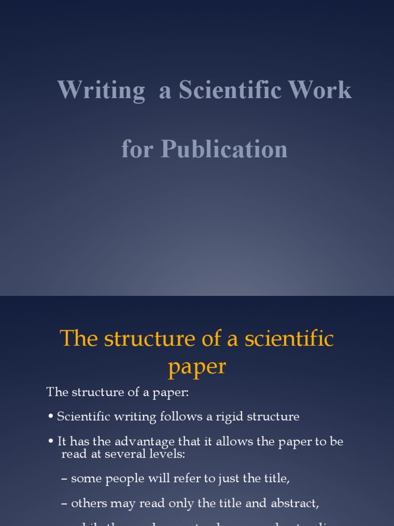 Writing A Scientific Work For Publication | PDF | Academic Journal ...