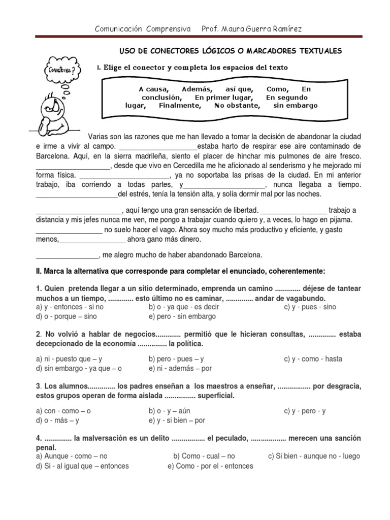 Uso de conectores lógicos en comunicación | PDF
