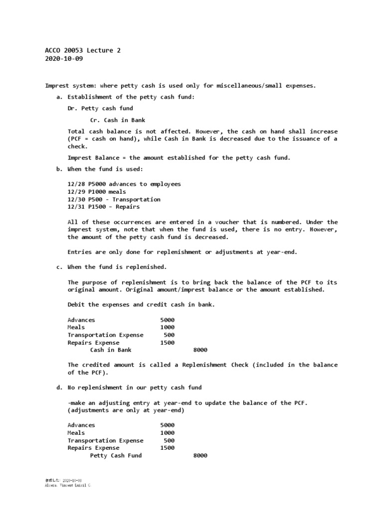 Understanding the Imprest System in Accounting | PDF | Cash And Cash ...