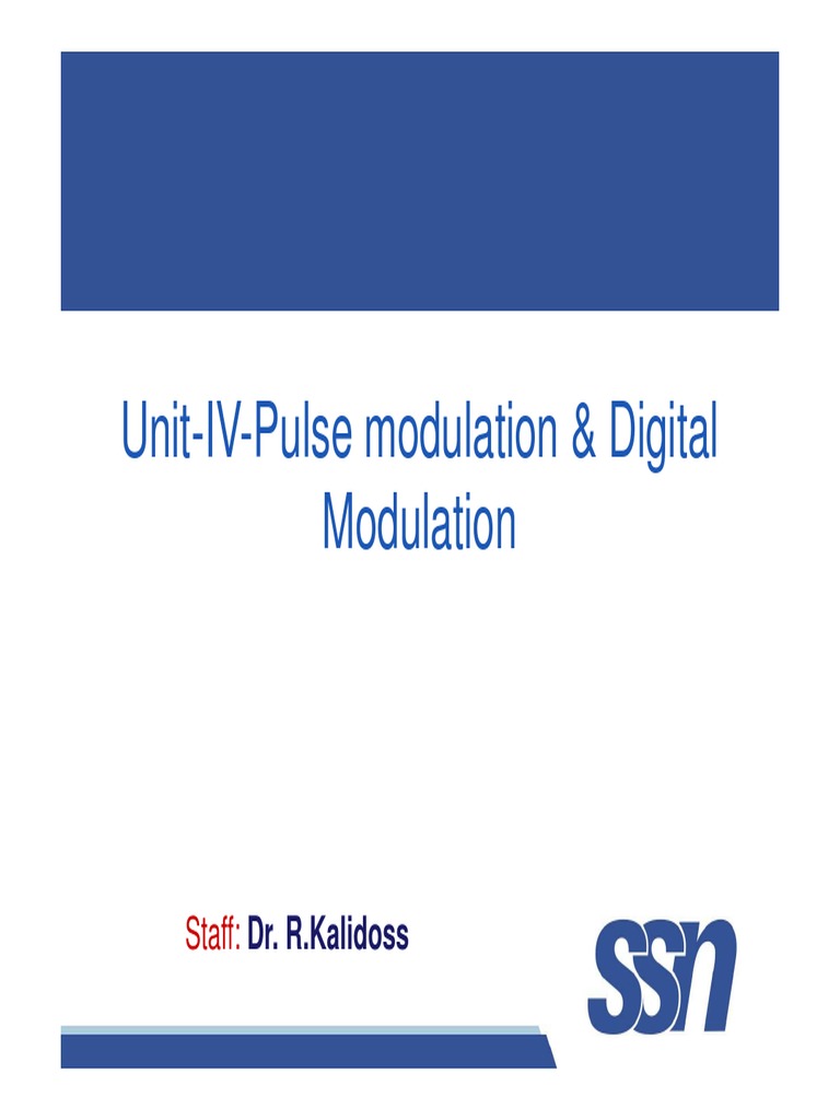 Unit-IV-Pulse Modulation & Digital Modulation Modulation: Staff | Download Free PDF | Modulation ...