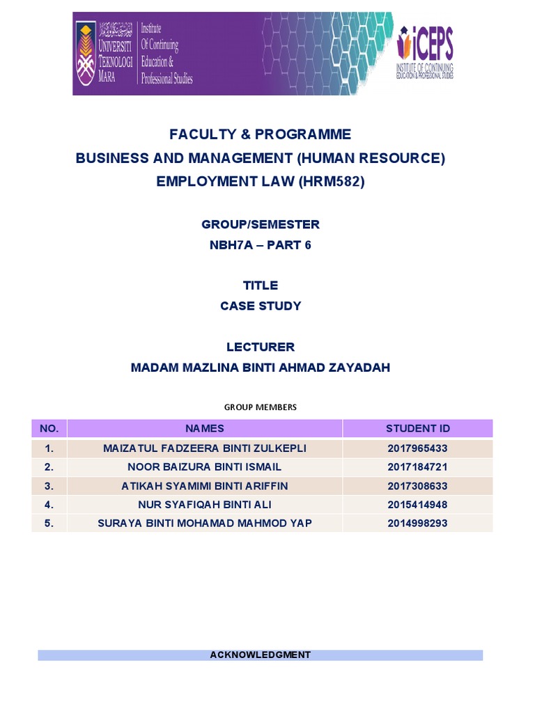 Group Assignment Law - Case Study | PDF | Overtime | Academic Degree