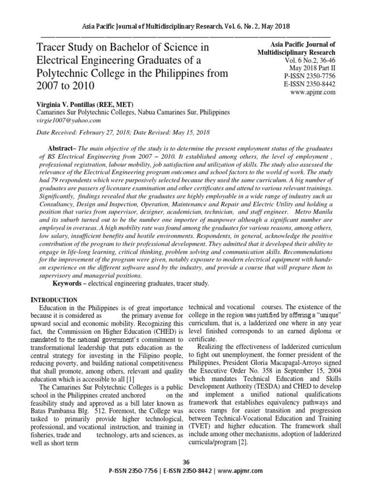 Tracer Study On Bachelor of Science in E PDF | PDF