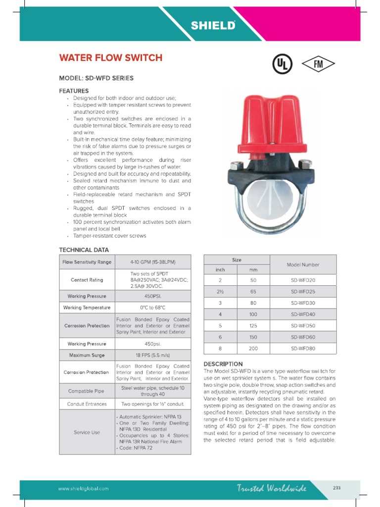 Water Flow Switch (SD-WFD80) | PDF