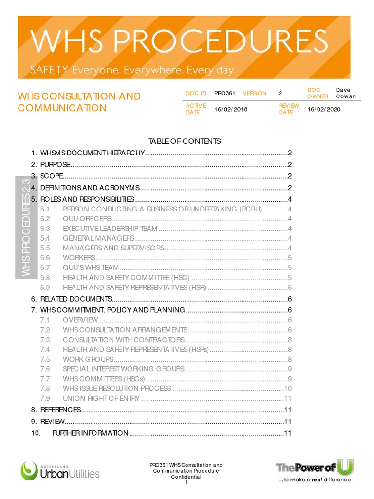 PRO361 WHS Consultation Communicaion | PDF | Occupational Safety And ...