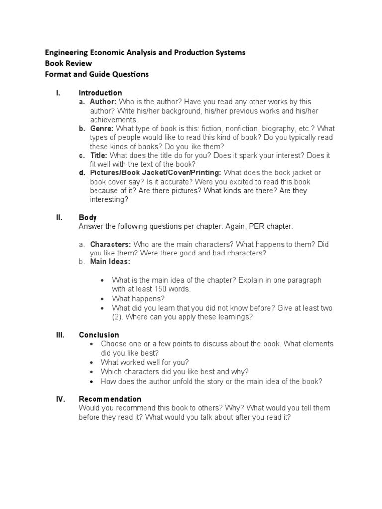Book Report Guide and Format | PDF