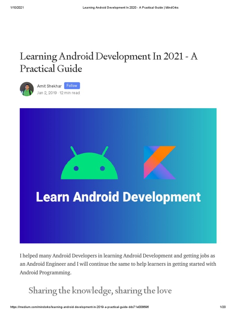 Learning Android Development in 2020 - A Practical Guide - MindOrks ...