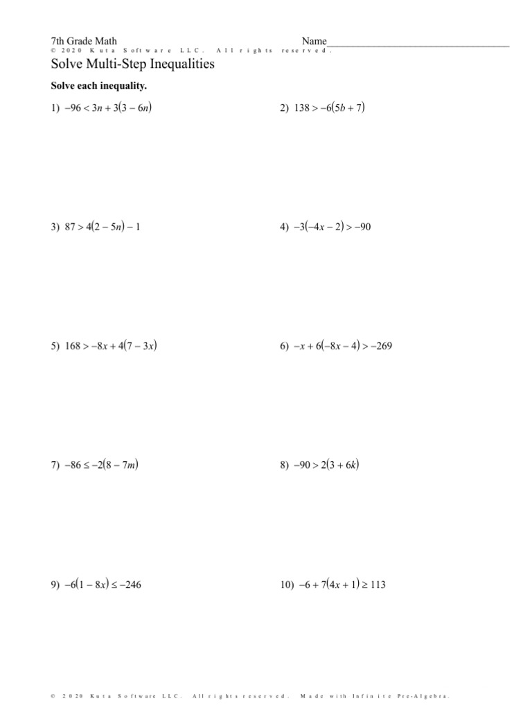 Multi-Step Kuta Worksheet PDF | PDF