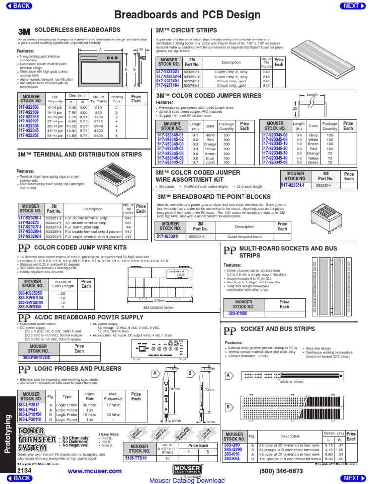 Breadboards and PCB Design: Mouser Catalog Download | Download Free PDF ...