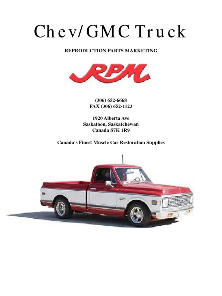 A Catalog of Reproduction Parts for Chevrolet and GMC Trucks Focusing ...