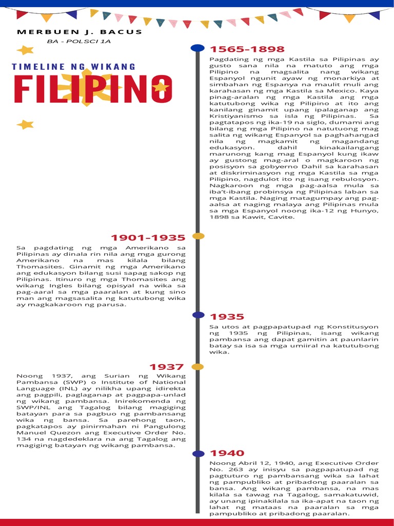 Timeline NG Wikang Pambansa, Filipino | PDF