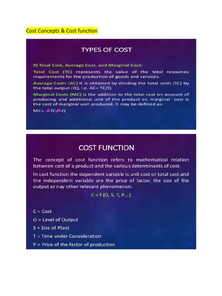 Cost Function & It's Determinants | PDF | Technology & Engineering