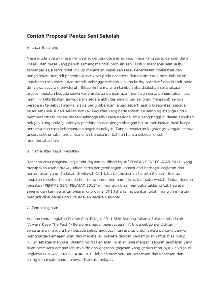 Contoh Proposal Pentas Seni | PDF