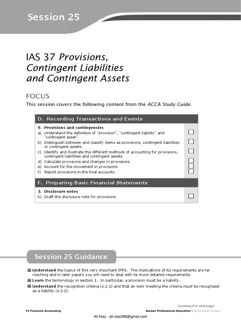 F3-25 IAS 37 Provisions, Contingent Liabilities and Contingent Assets ...