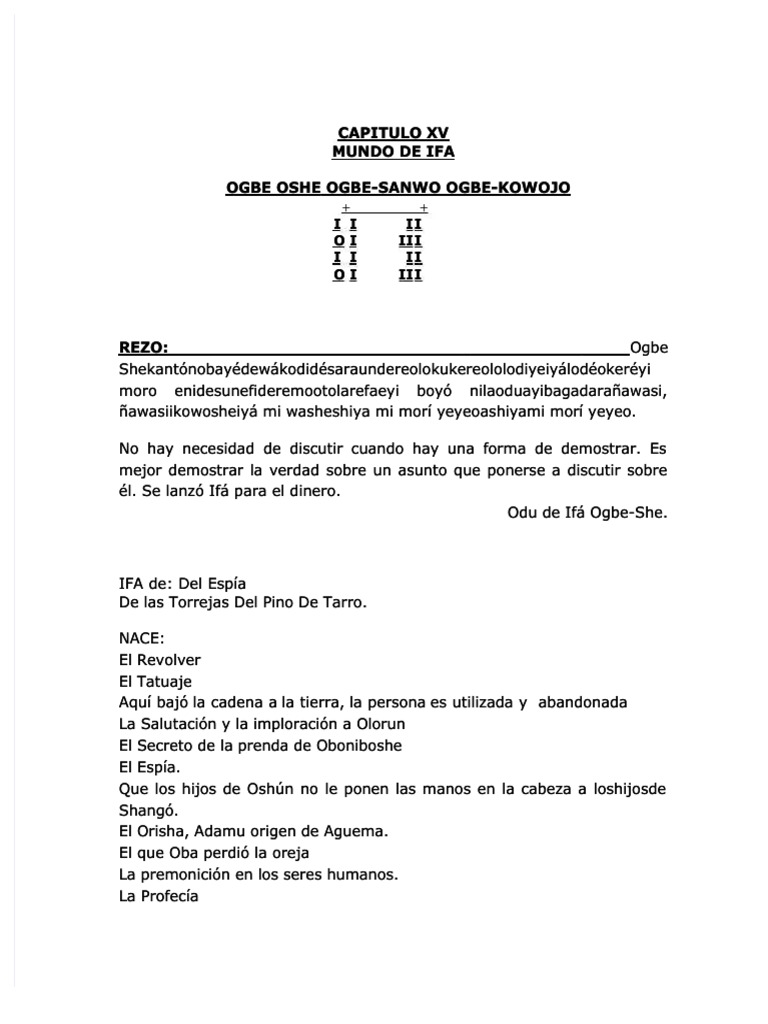 15 Ogbe Oshe La Coleccion El Mundo de Ifa Nuevo Tratado de Odun de Ifa PDF | Descargar gratis ...