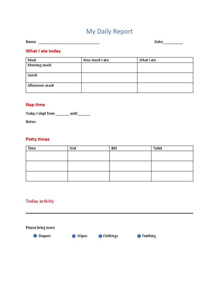 Daily Activity and Meal Report | PDF | Social Science