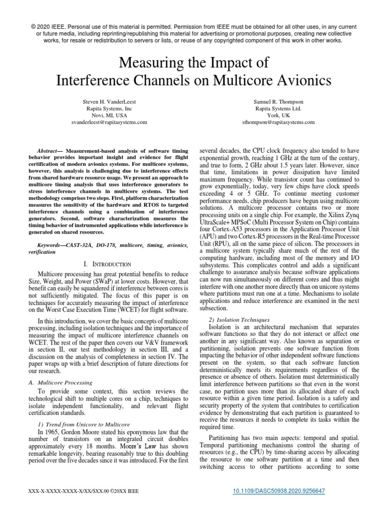 Measuring The Impact of Interference Channels On Multicore Avionics ...