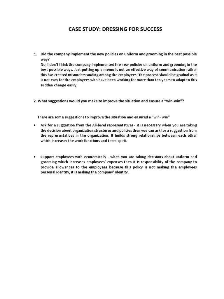 Case Study: Dressing For Success | PDF | Career & Growth | Self-Improvement