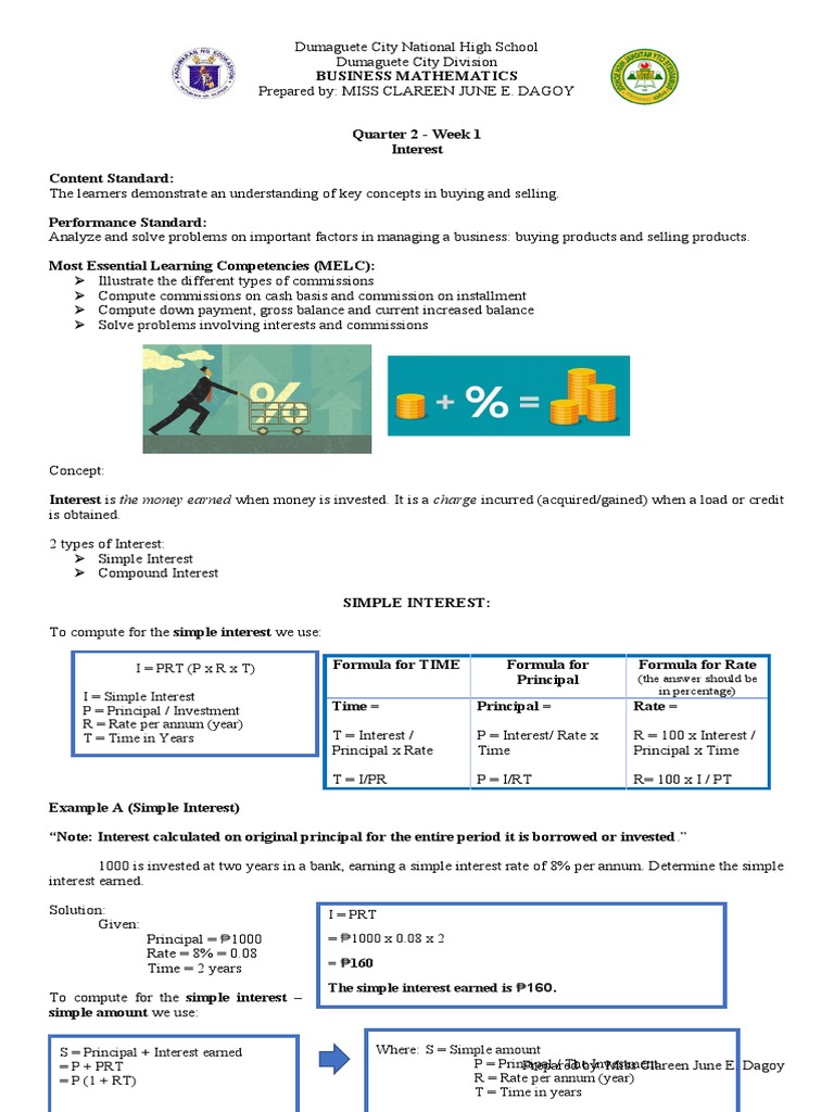 Business Math - W1 - Interest | PDF | Interest | Credit