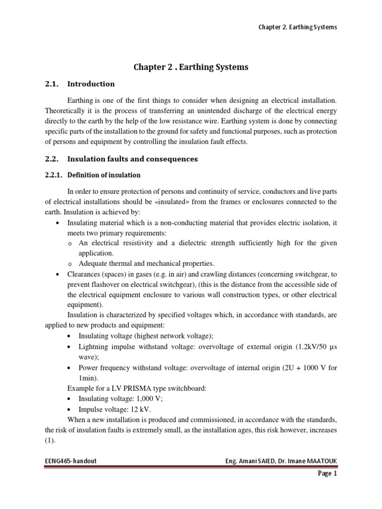 Chapter 2. Earthing Systems-Rev1 PDF | PDF | Insulator (Electricity ...