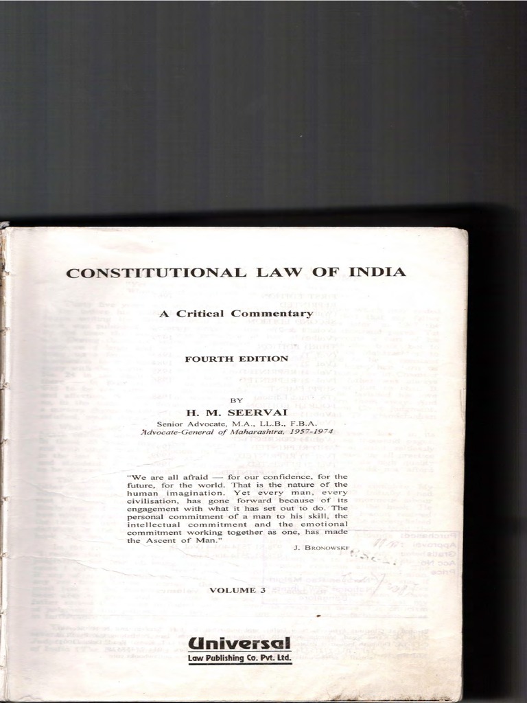 HM Seervai On Constitution Law of India - Artile 356 | PDF | Ethical ...