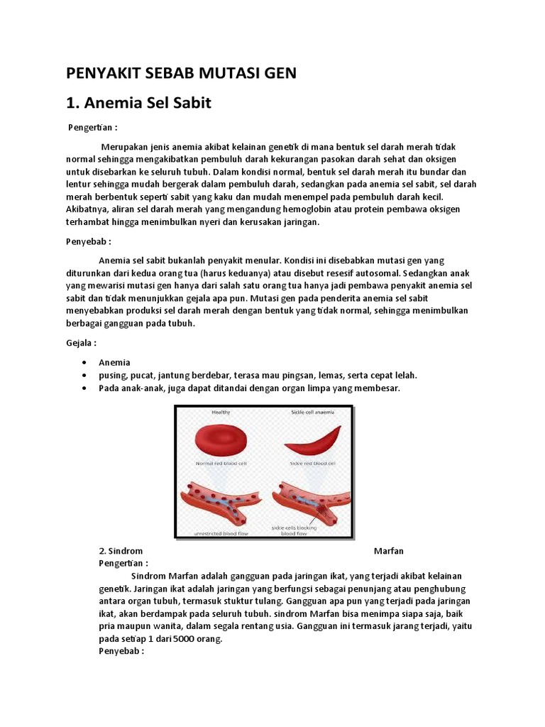Penyakit Sebab Mutasi Gen | PDF