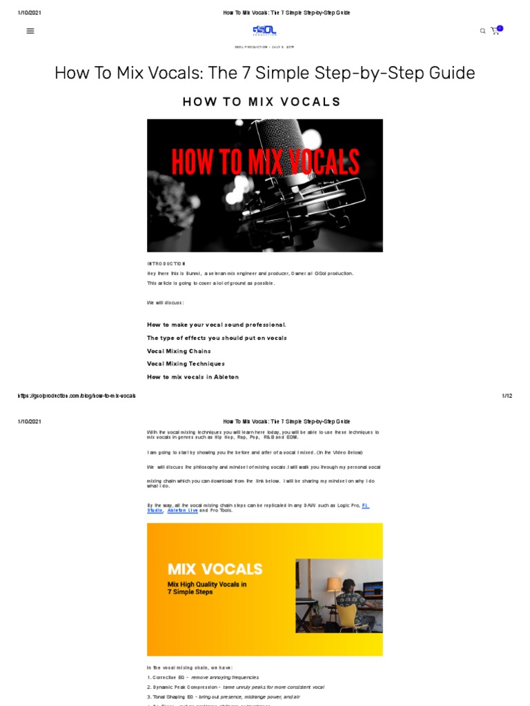 12how To Mix Vocals - The 7 Simple Step-by-Step Guide | PDF ...