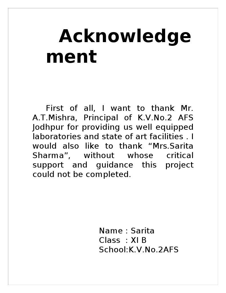 Acknowledgement for Project Completion | PDF