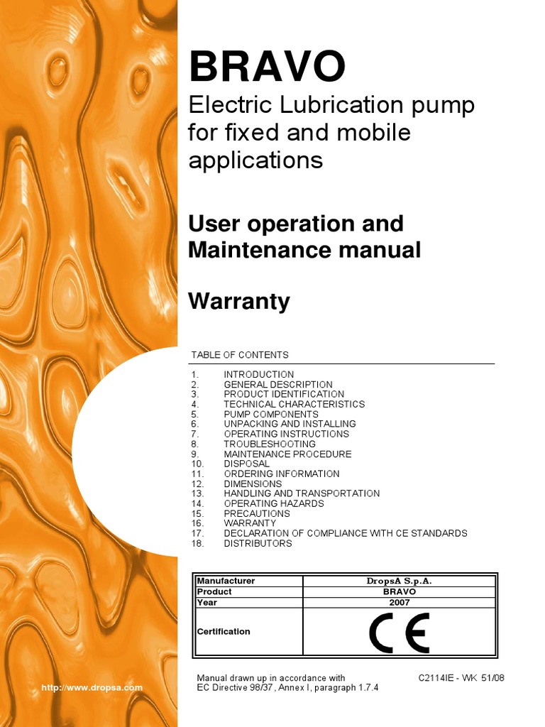 01 - Bravo - Autolube - EN | PDF | Pump | Electrical Connector
