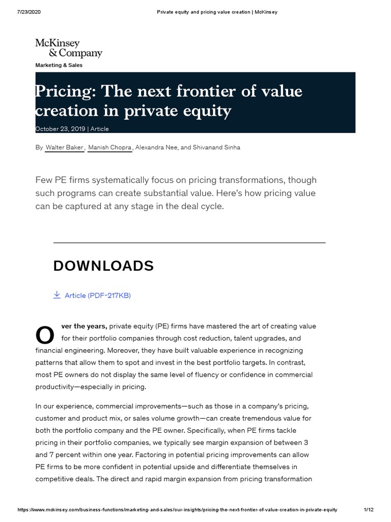 Private Equity and Pricing Value Creation | PDF | Pricing | Private Equity