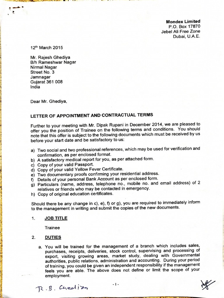 Letter of Appointment-First PDF | PDF