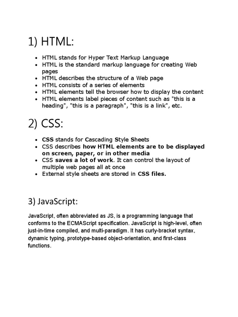 1) HTML:: 3) Javascript | PDF | Html | World Wide Web