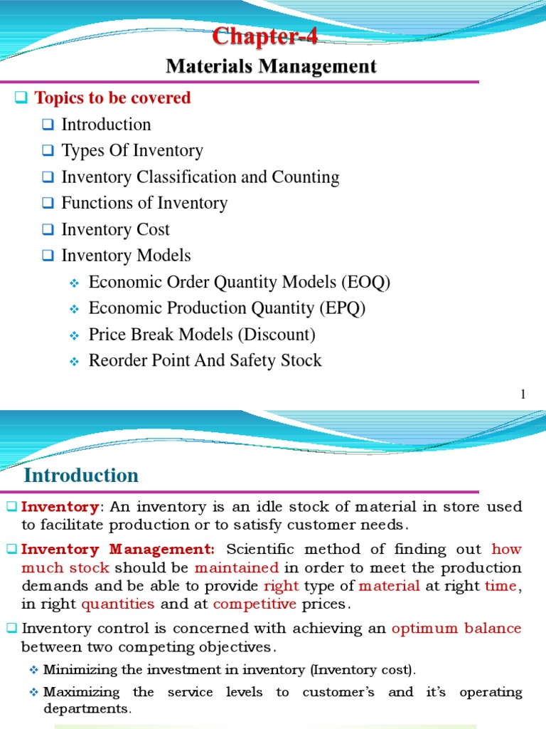 Chapter 4-Inventory Management PDF | PDF | Inventory | Financial Economics