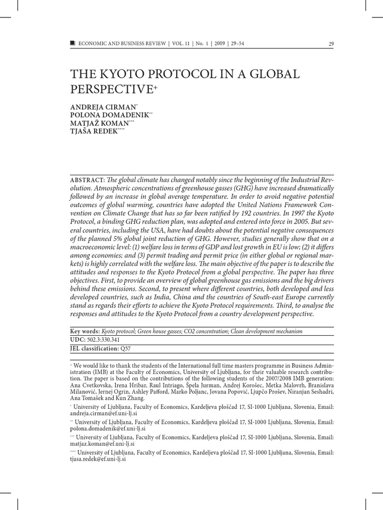 Global Perspectives on Kyoto Protocol | PDF | Kyoto Protocol | United ...