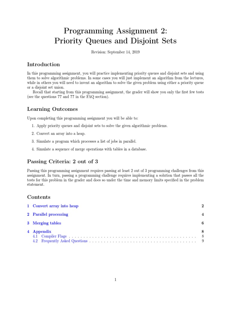 Programming Assignment 2: Priority Queues and Disjoint Sets | PDF | Table (Database) | Array ...