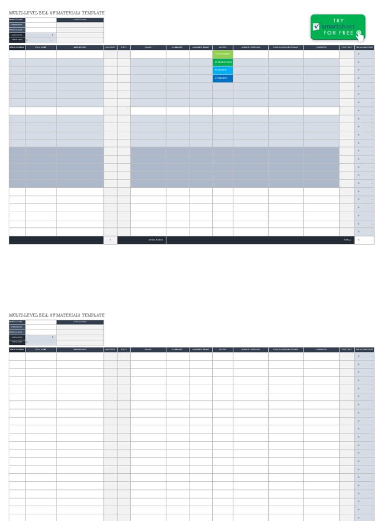 IC Multi Level Bill of Materials Template | PDF | Business