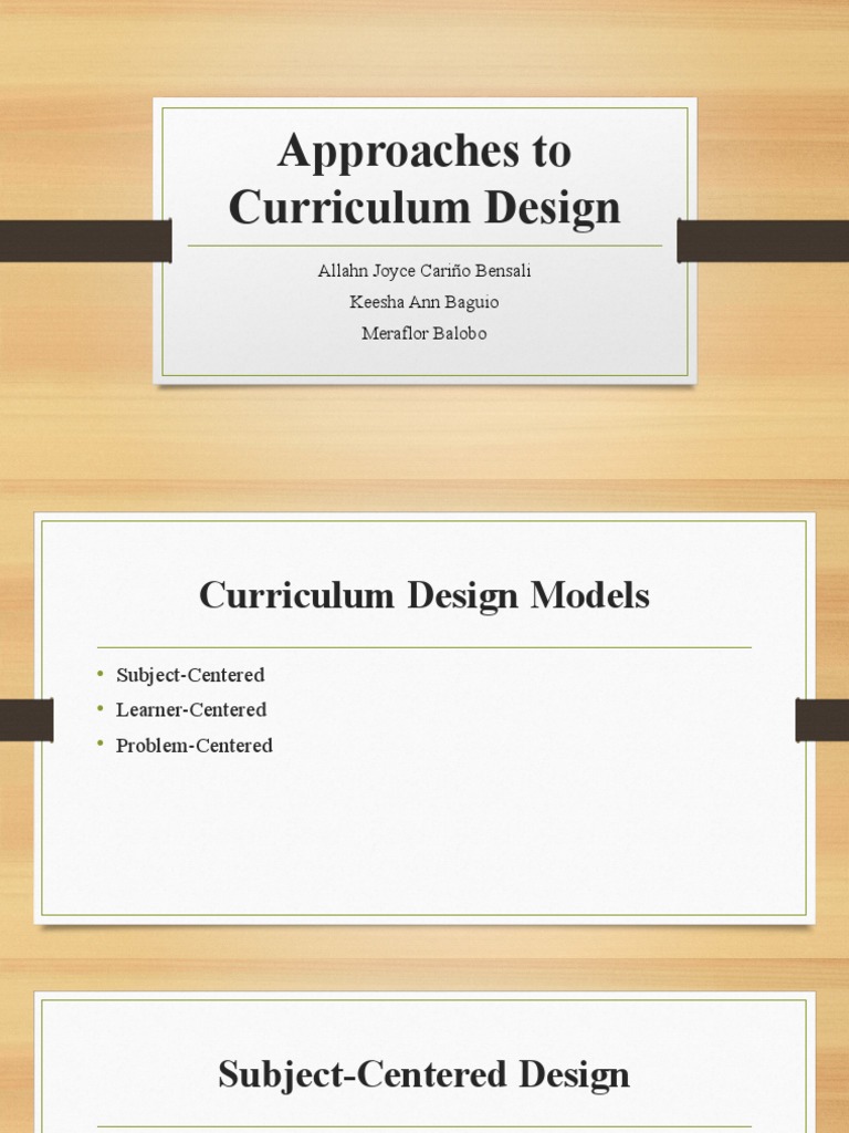 Approaches To Curriculum Design | PDF | Curriculum | Teachers