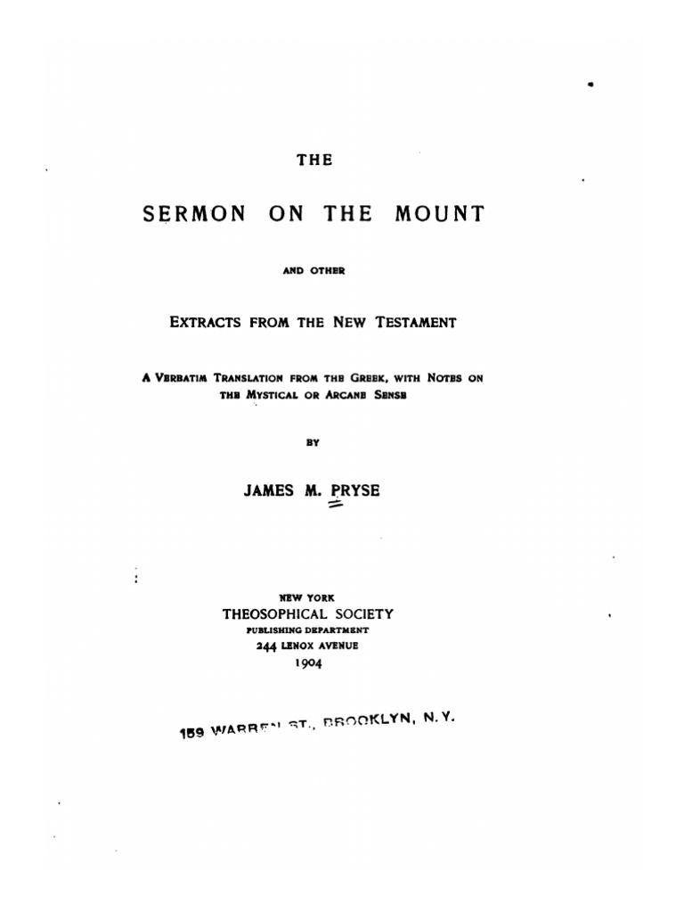 Theosophical II - James Morgan Pryse - The Sermon On The Mount PDF | PDF