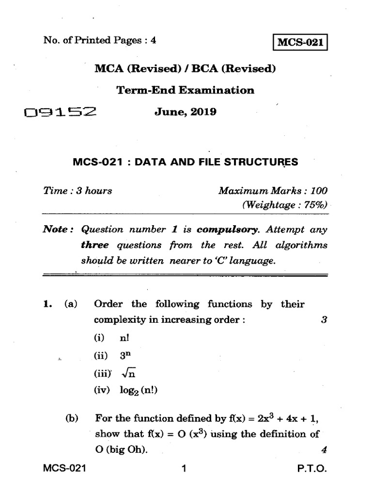 MCS-021 MCA (Revised) / BCA (Revised) Term-End Examination C1.-11. 52 ...