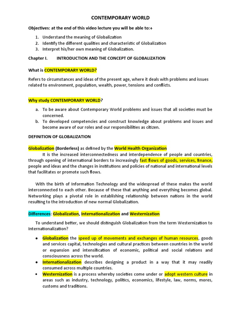 Understanding Globalization in the Contemporary World | PDF ...