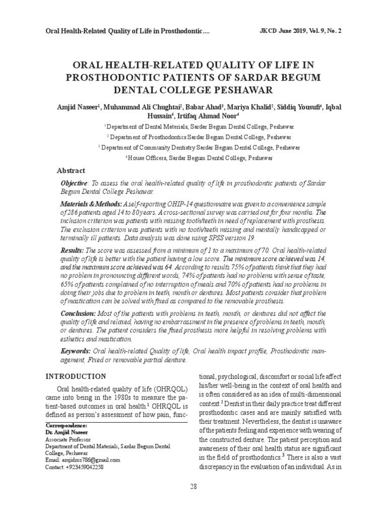 Oral Health - JKCD 2019 | PDF | Prosthodontics | Dentistry