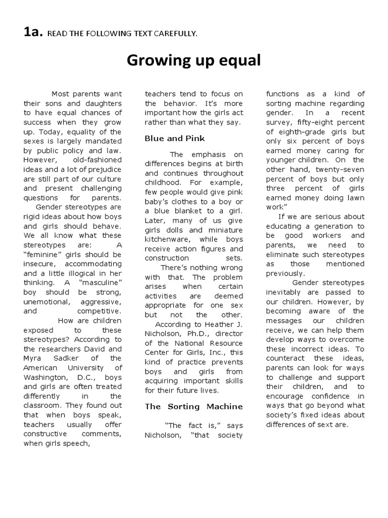 Gender Differences Reading Fun Activities Games Oneonone Activities ...