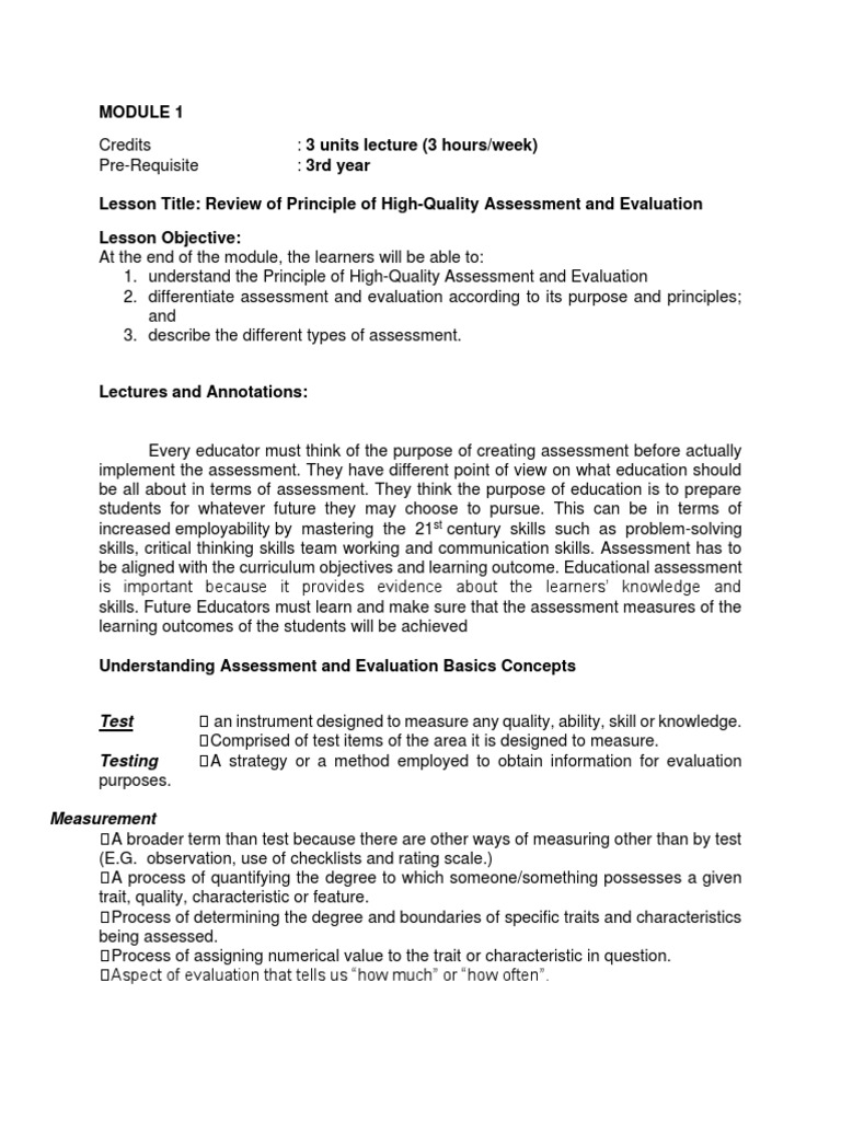 MODULE 1234 .Profed311 | PDF | Educational Assessment | Validity (Statistics)