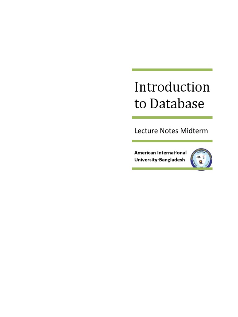 To Database: Lecture Notes Midterm | PDF | Data Management Software ...