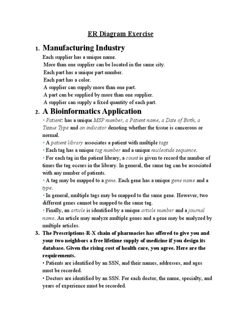 ER Diagram Exercise | PDF | Medical Prescription | Pharmacy