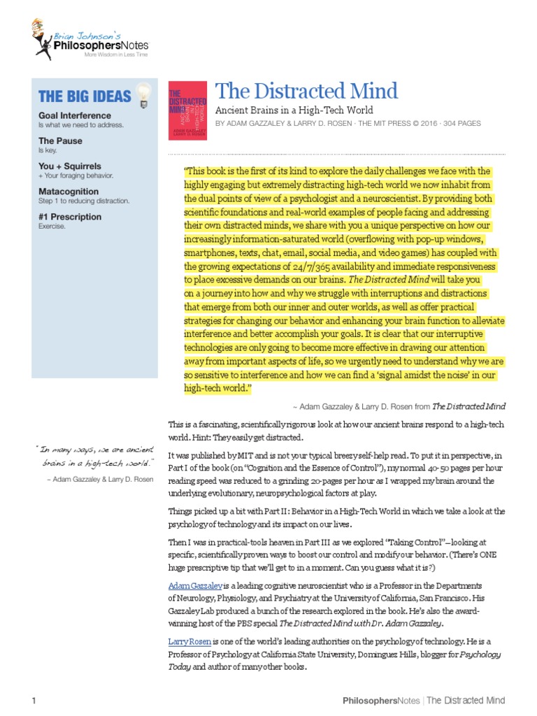 The Distracted Mind | PDF