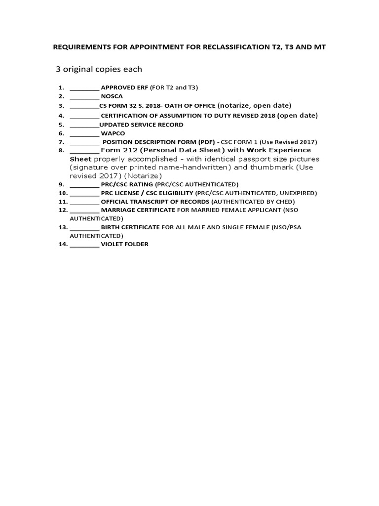 T3 Reclassification Requirements Checklist | PDF | Finance & Money ...