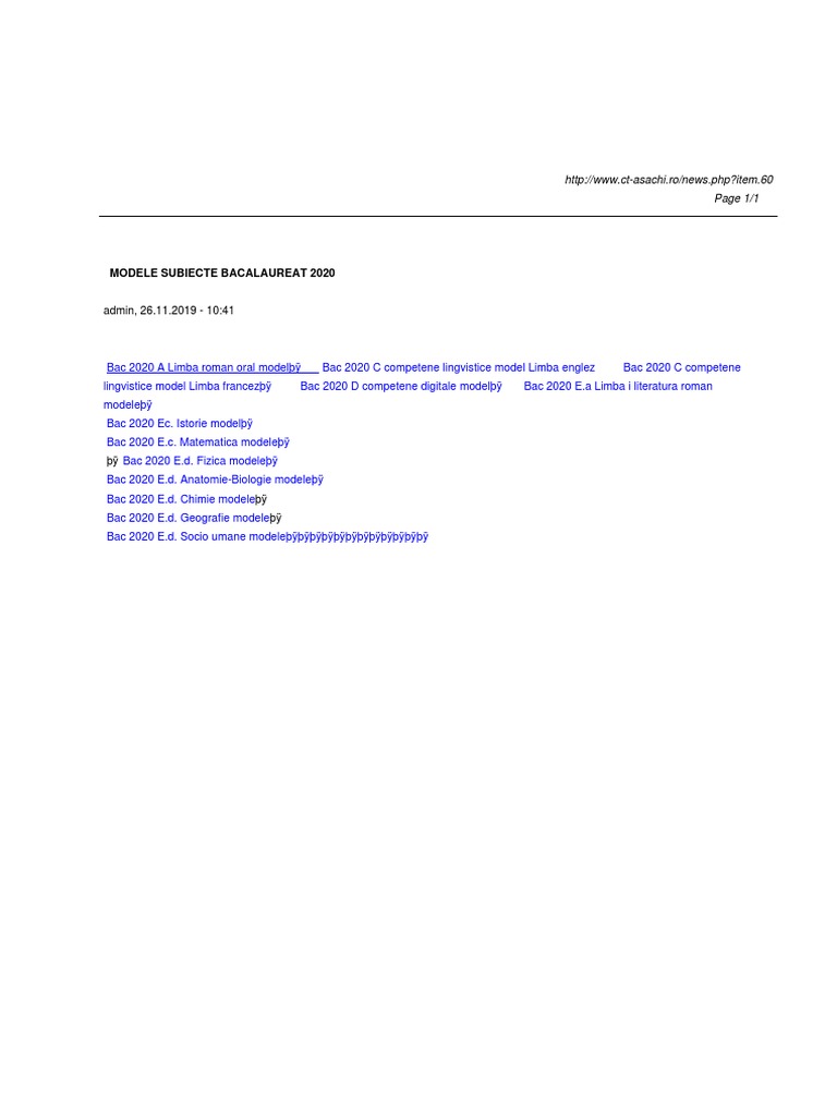 Bac 2020 Exam Models | PDF | Technology & Engineering