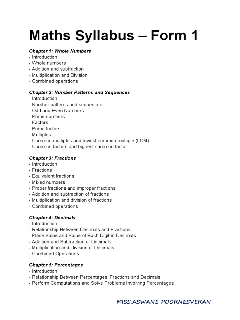 Form 1 Mathematics Notes | PDF | Area | Length